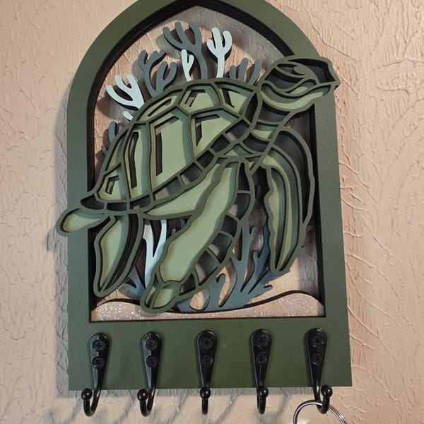 Sea Turtle Key Holder for Wall, Fun Sea Lover Home Decor for Wall ...