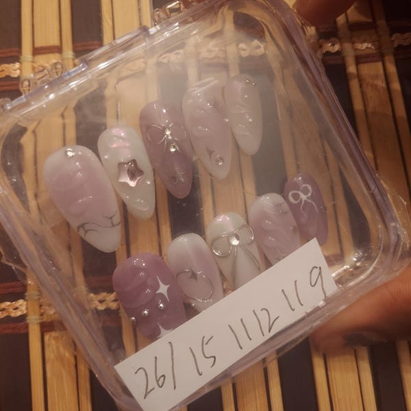 Handmade Y2K Almond Press on Nails: Party Wedding False Nails - Etsy
