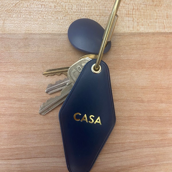 Italian Leather Key Chain With Brass Key Ring, Vintage Hotel Motel Key ...