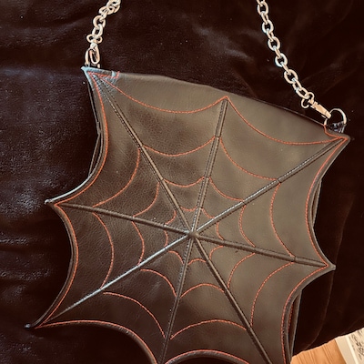 Black Faux Leather Spider Web Bag Black Leatherette Spider - Etsy