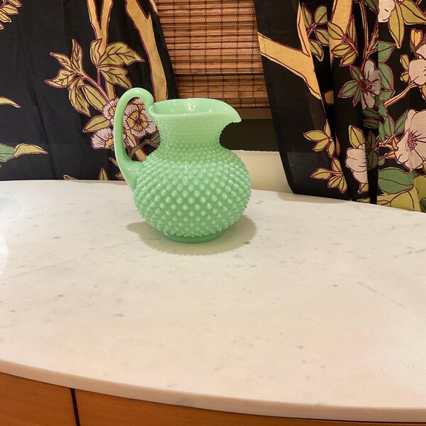 Fenton Hobnail Milk Glass or Mosser Jadeite Pitcher MINT CONDITION - Etsy