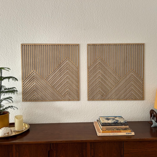 Wooden Wall Art Square in Depth Decorative Panel Picture Wall Decor ...