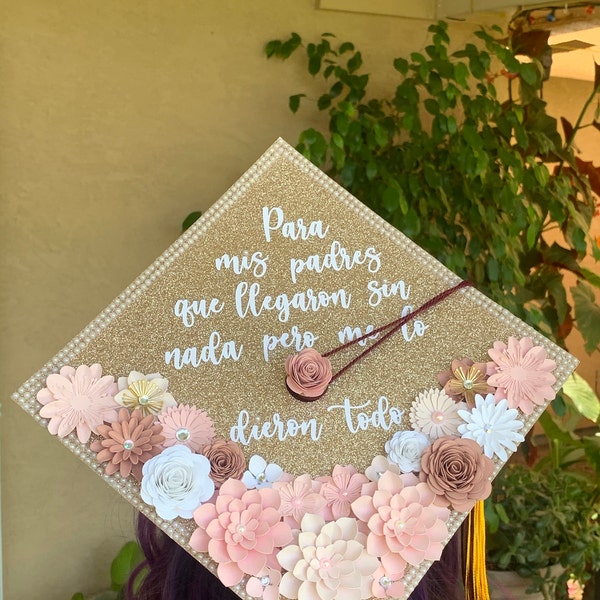 Graduation Cap Toppers/ Flower Graduation Cap/ Glitter Graduation Cap ...