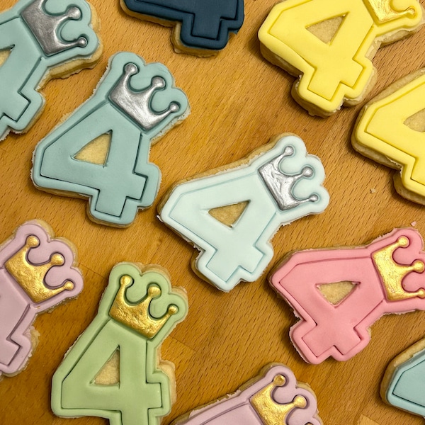 Number Cookie Stamp and Cutter With Crown. Age 1 - 9 Cookie Cutter ...