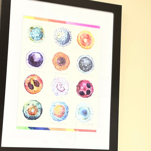Cells Watercolor Poster - Cell Paintings - Blood Cells - Hematology Art ...