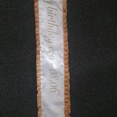 PERSONALISED 'DIAMANTE' SASH Satin Ribbon With Frills & Bling Trim ...