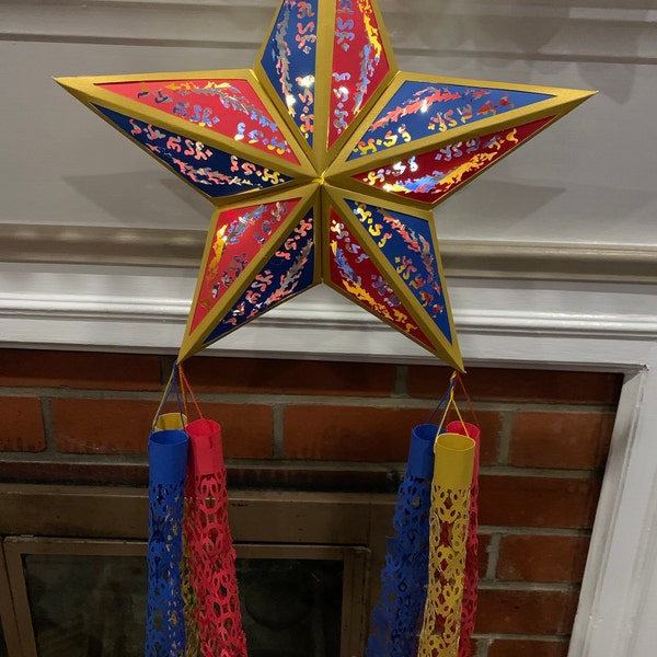 Lighted Filipino Christmas Parol Paneled 2ftx1ft Red/gold, Intricate ...