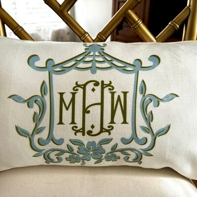 FRENCH COUNTRY MONOGRAM Pillow Cover, French Cottage Personalized ...