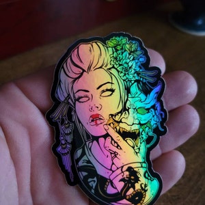 Geisha Oni Mask Holographic Sticker - Etsy