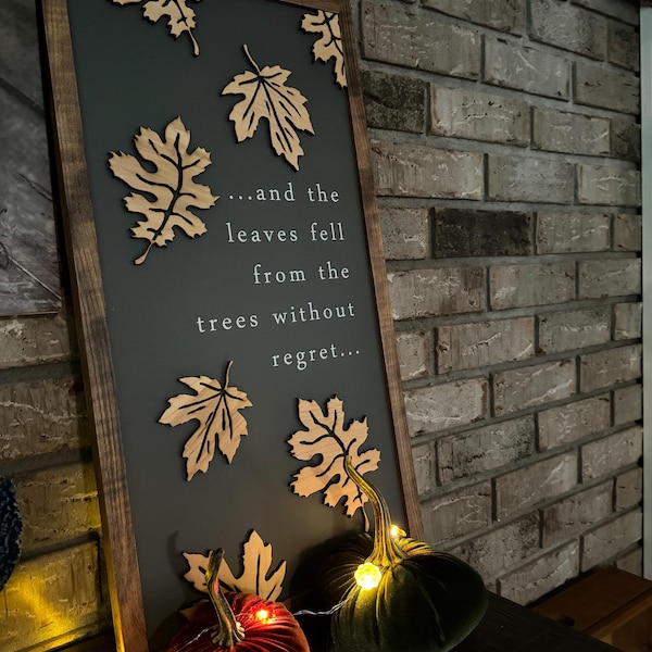 Fall Wood Sign, Fall Leaves, Fall Home Decor, Lasercut Wood Sign, Signs ...