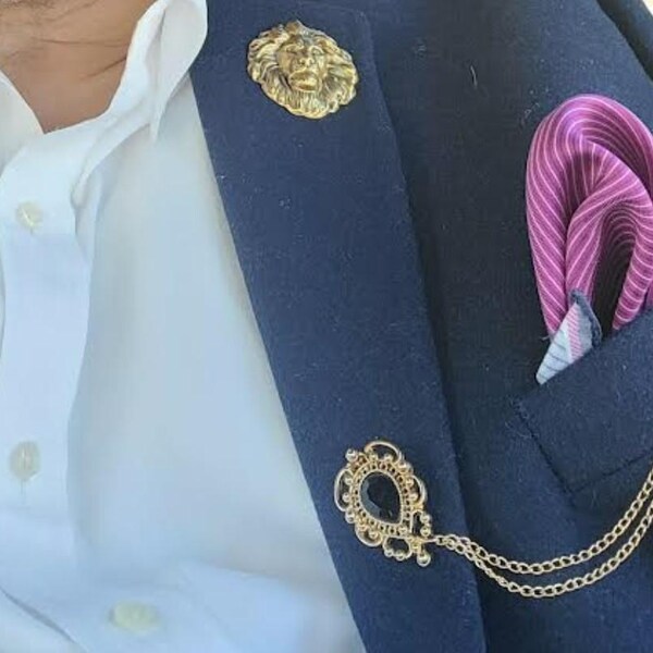 Large Gold Lion Pin Leo Birthday Zodiac Lion's Mane Brooch Lion Men's ...