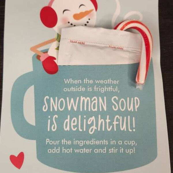 Snowman Soup, Hot Chocolate Printable, Hot Cocoa Christmas Gift Tag ...