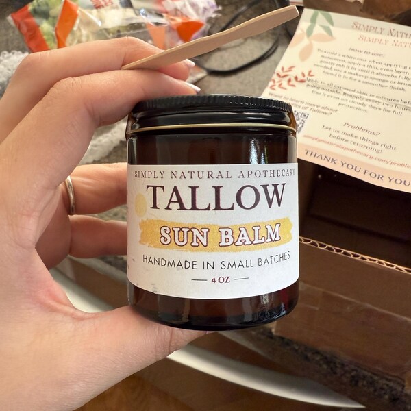Tallow Mineral Sun Balm, SPF 30+, Natural Organic Sunscreen, Grass-fed ...