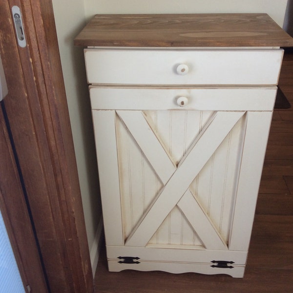 Amish Handmade Tilt-out Trash Can | Rustic Barn Door Cabinet, 50 Qt - Etsy