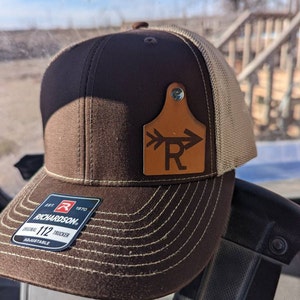 YOUR BRAND Leather Ear Tag Trucker Hat Personalized With - Etsy