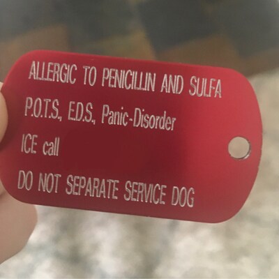 Medical Alert Custom Engraved Medic ID Military Dog Tag Emergency buy 3 ...