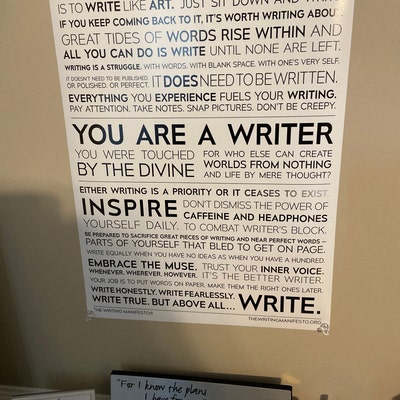 The Writing Manifesto Print Gift for Writer, Author, Poet, Novelist ...