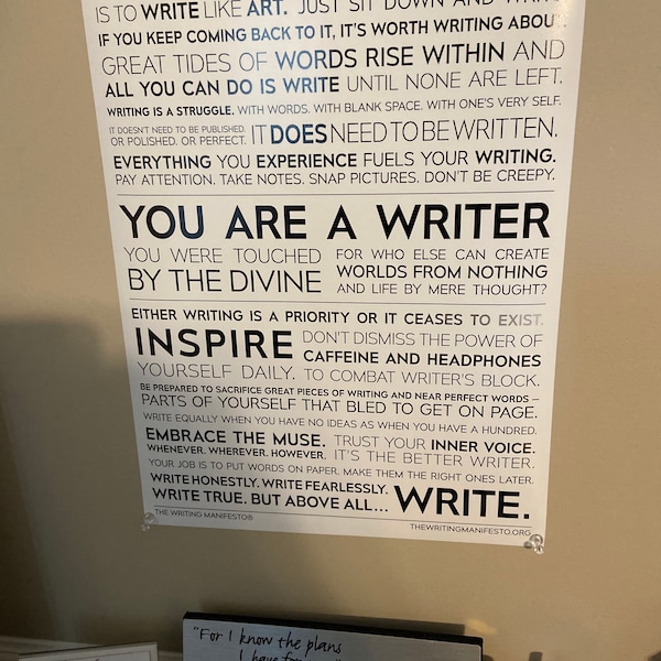 The Writing Manifesto Print — Gift for Writer, Author, Poet, Novelist ...