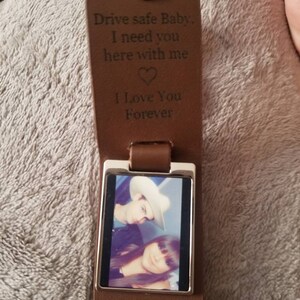 Personalized Leather Double Sided Photo Drive Safe Keychain - Etsy