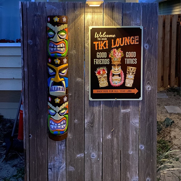 Tiki Lounge Sign, Tiki Men Decor, Tiki Statues Sign, Tiki Bar Decor ...