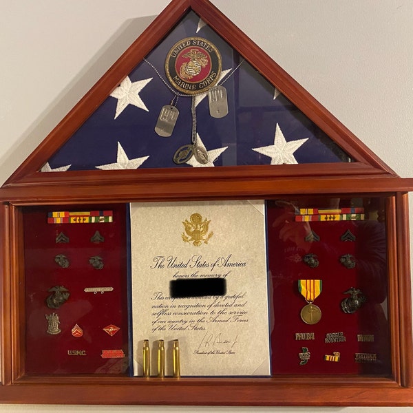 Cherry Wood Military Flag Display Case, 5'x9.5' Funeral Burial Flag - Etsy