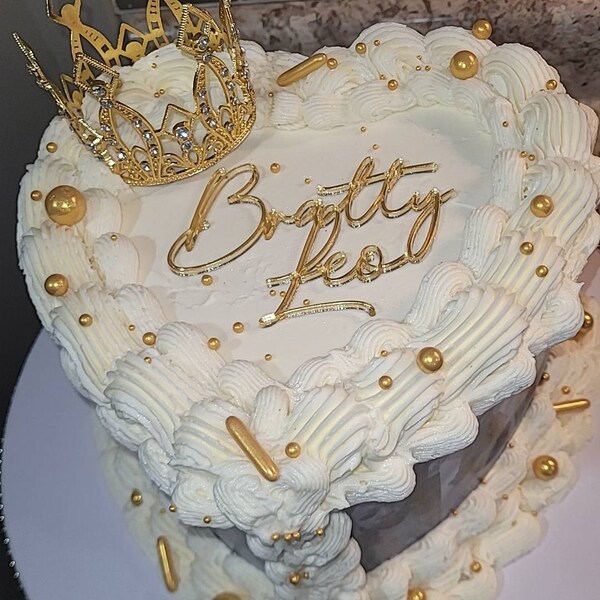 Acrylic Personalized Name Cake Charm Plaque in Cursive Script ...