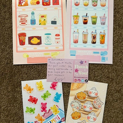 Gummy Bear Sticker Sheet Hand Drawn Kawaii Design Cute Food Stickers ...