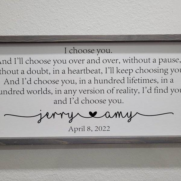 I Choose You Sign I'll Keep Choosing You Personalized Name Date Sign ...