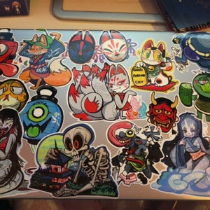 Kitsune yako fox Yokai Sticker | Etsy