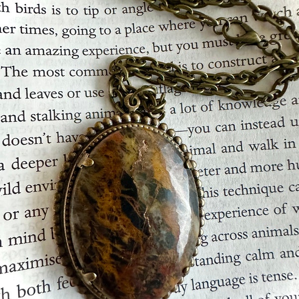 Hickoryite Rectangular Pendant Excellent Pink, Red and Brown Patterning ...