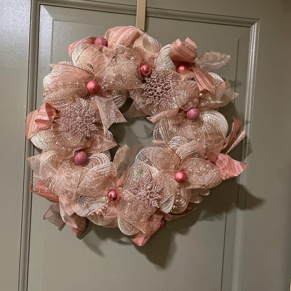 Victorian Christmas Wreath Blush Pink Champagne Christmas Wreath Pink ...