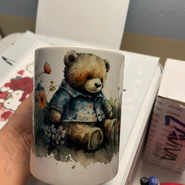 Teddy Bear Coffee Mug PNG, Sublimation Designs for Mugs, Digital Mug ...