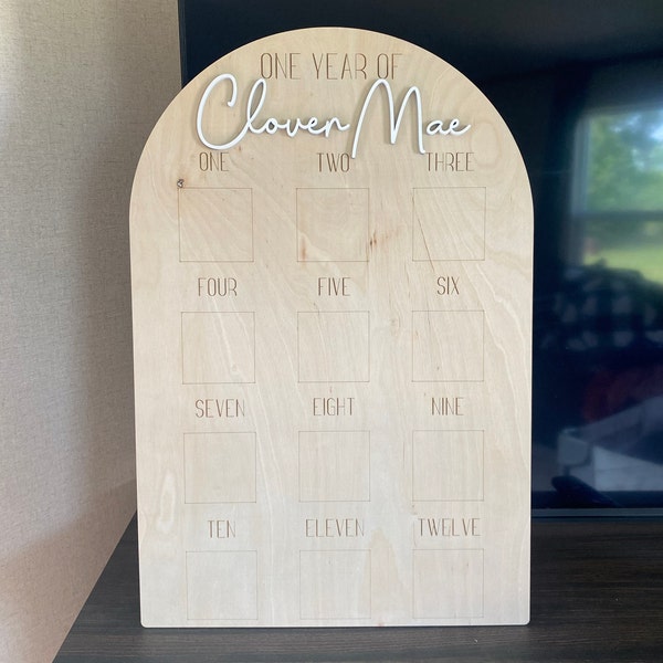 One Year of Photo Board, Wood Photo Board, Milestone Board, 1st ...