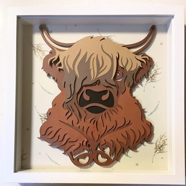 3D Layered Highland Cow SVG PDF EPS, Layered Cow Svg, Layered Papercut ...