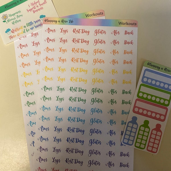 Customized Workout Script Stickers, Fitness Script Stickers - Etsy