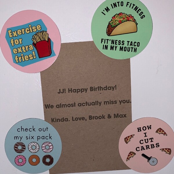 Funny Workout Gym and Foodie Magnet Set - 4 Pack - Exercise for ...