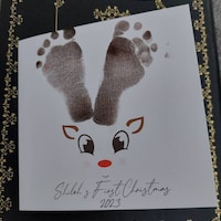 Baby Handprint Christmas Card, Personalised First Christmas Handprint ...