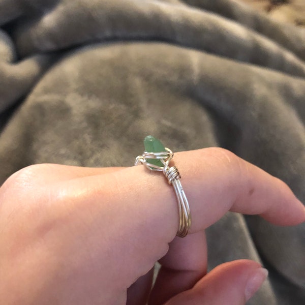 Gemstone Wire Rings - Silver - Etsy