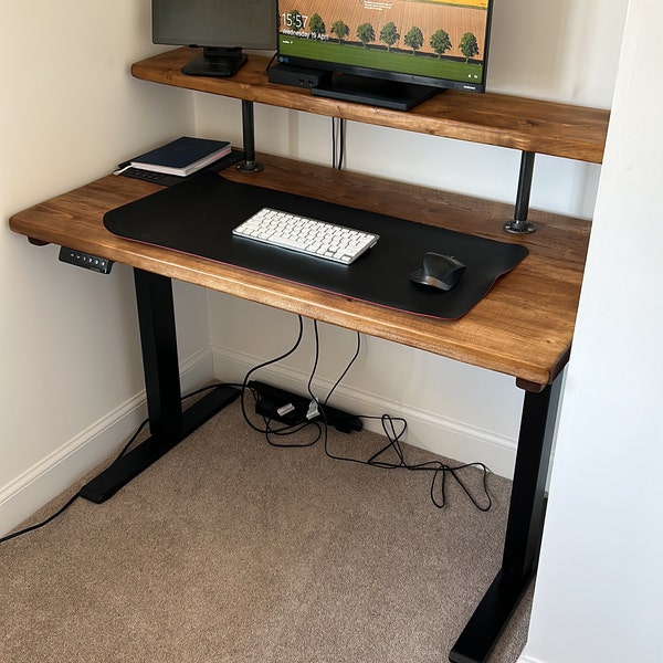Industrial Style Height Adjustable Desk | Sit Stand Desk With Electric ...