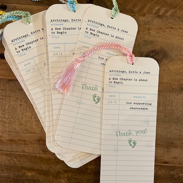 Personalized, Library Check-out Card Baby Shower Bookmark Favors - Etsy