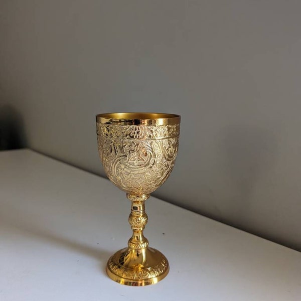 Handmade Brass Goblet for Communion Gold Chalice Cup Arthur King ...