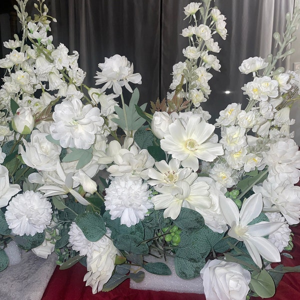 White Aisle Flower , Ground Flowers for Wedding Decor , Floral Arch for ...