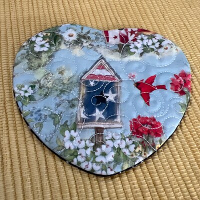 Butterfly Cute Mug Rug Coaster 5 Round Circle Whimsical Quilted ...