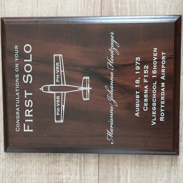 First Solo Flight Award | Personalized Airplane Pilots First Solo Gift ...