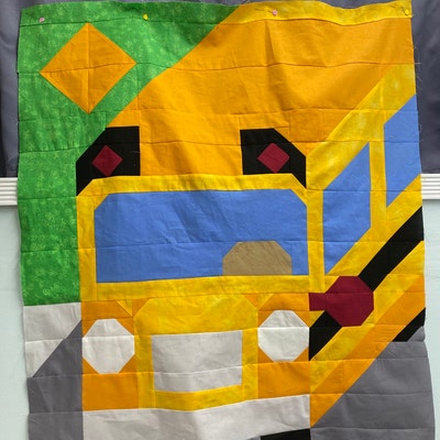 School Bus Quilt Pattern, Multiple Sizes: Wall to Lap, Bus Driver ...