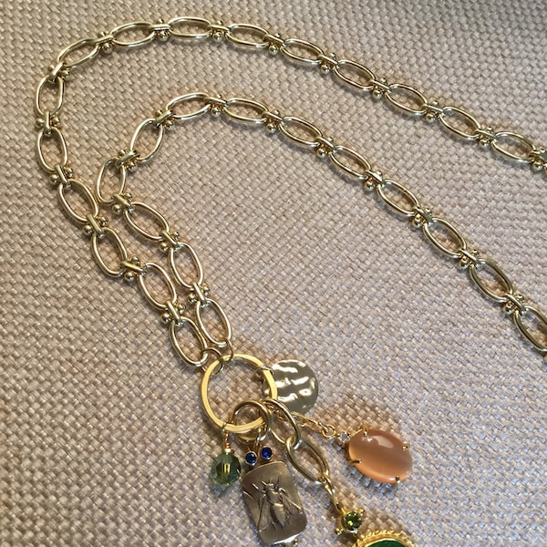 Gold Oval Rolo and Cross Chain by Yard, Figure 8 Oval Link Chain, Fancy ...