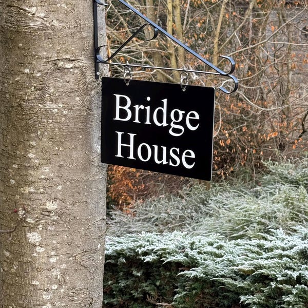 Personalized Hanging House Sign: Double Sided Plaque With Bracket ...