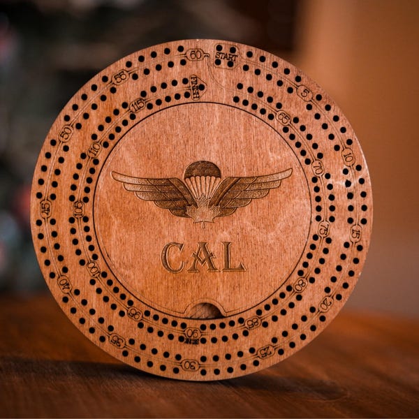 Round Cribbage Board With Storage. 4 Track 10.75 In. Personalized ...
