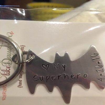 My Superhero Keychain Hand Stamped Superhero Keychain - Etsy