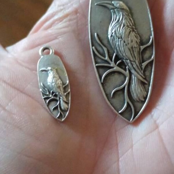 Raven Charm Pendant, Gothic Boho Charm, Nature Earring Charm, Mystical ...